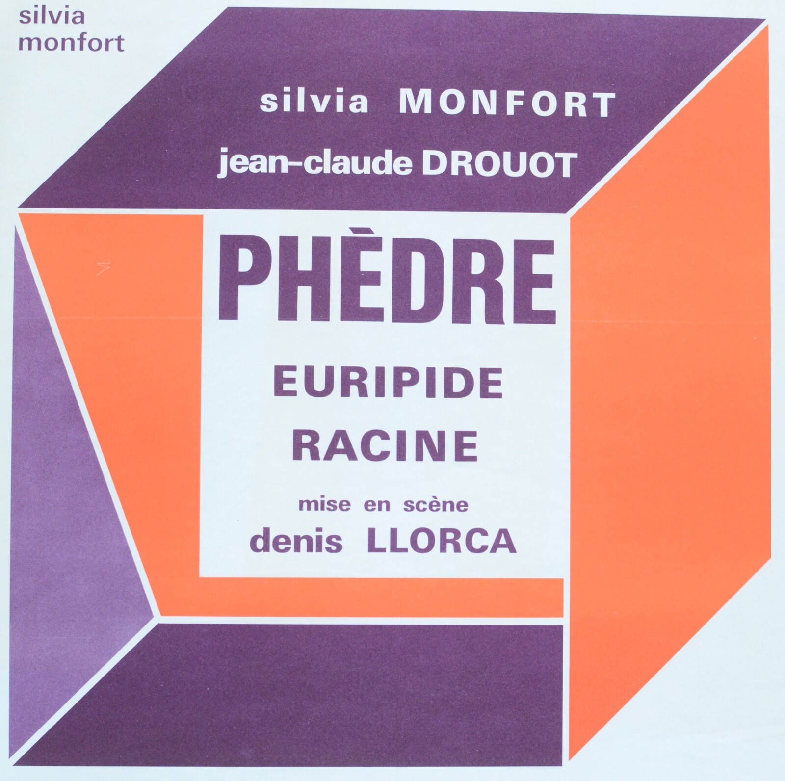 PHEDRE EURIPIDE RACINE DENIS LLORCA POSTER THEATRE CARRE THORIGNY PARIS ...