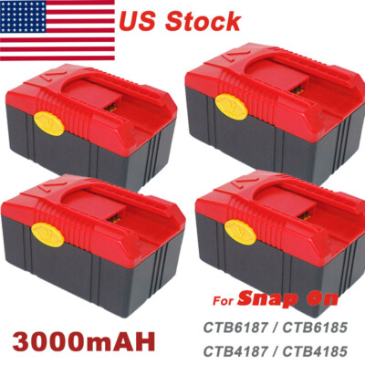 4X For Snap on 18V Battery 3.0AH CTB6187 Lithium CTB6185 CTB4187 ...