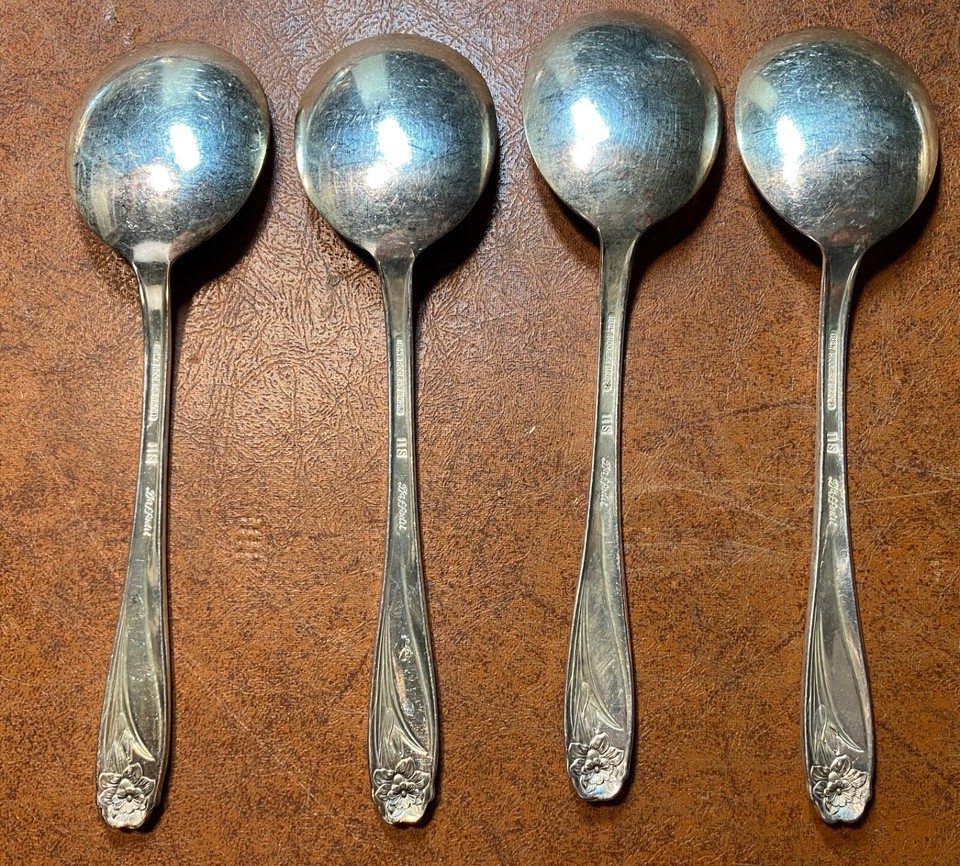 Daffodil Four (4) Round Gumbo Soup Spoons 1847 Rogers Bros 7 Inch | eBay