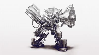 Anime sketches monochrome steampunk girls mecha Playmat Gaming Mat Desk ...