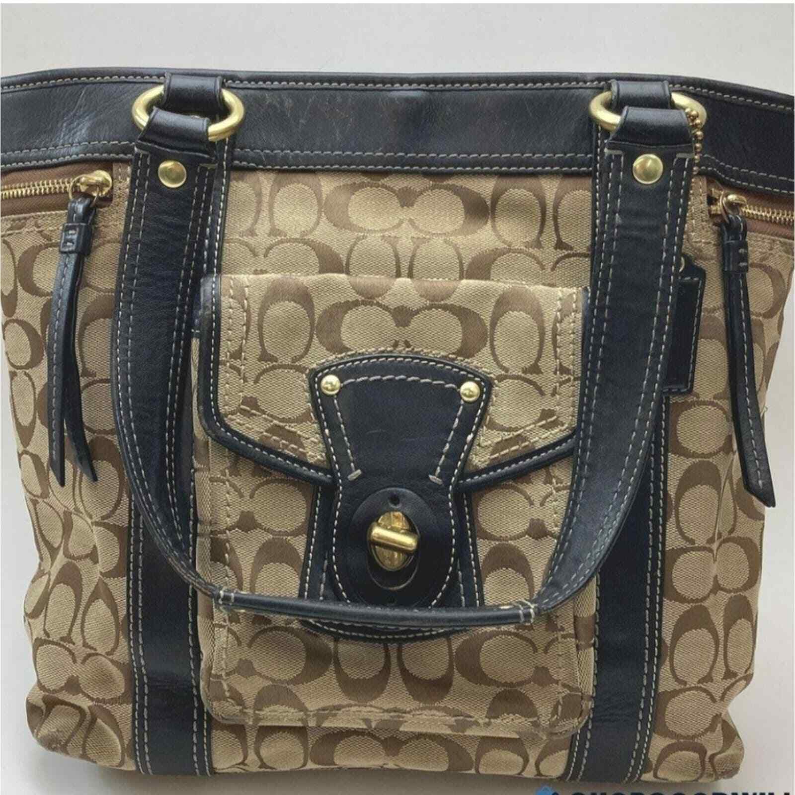 COACH GUC SIGNATURE CANVAS TOTE SHOULDER BAG - Gem