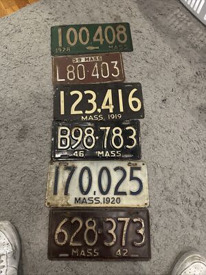 **Antique Massachusetts COMMERCIAL License Plate Lot!!** 6 Plates inc ...