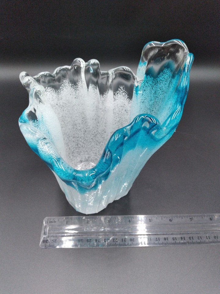Blue Glacier Art Glass Vase | eBay