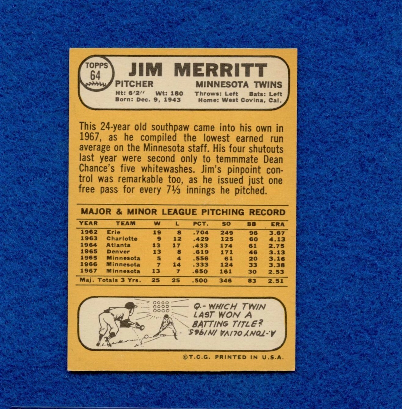 1968 Topps - Jim Merritt #64 for sale online | eBay