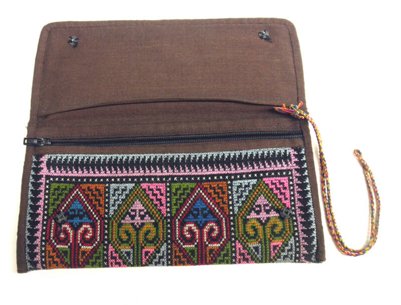 Handmade Cross Stitch Wallet Thai Hmong Embroidered Folk Art Boho ...