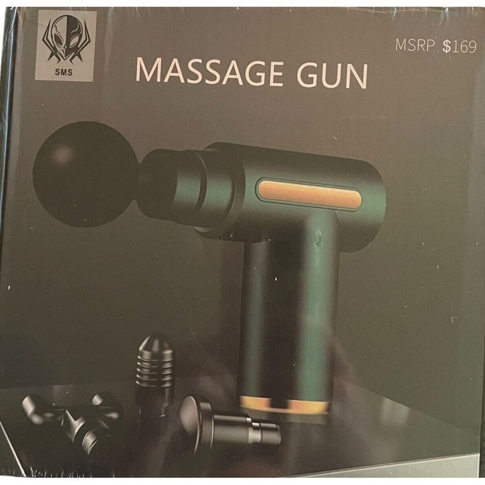 SMS Handheld Massage Gun Cordless USB Charge Multiple Heads Adjustable ...