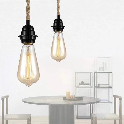 Cord Pendant Light 2M 2.5M 4M Hemp Rope Cables E26 E27 Lamp Holder EU Plug | eBay