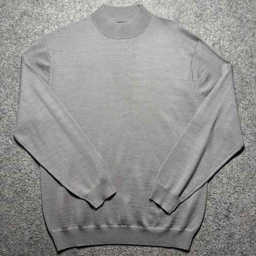 Linea Uomo Sweater Mens L Gray Long Sleeves Wool Blend Lite Weight ...