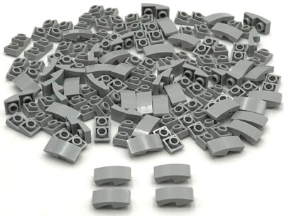 Lego 100 New Light Bluish Gray Slope Sloped Curved 2 x 1 x 2/3 Inverted ...