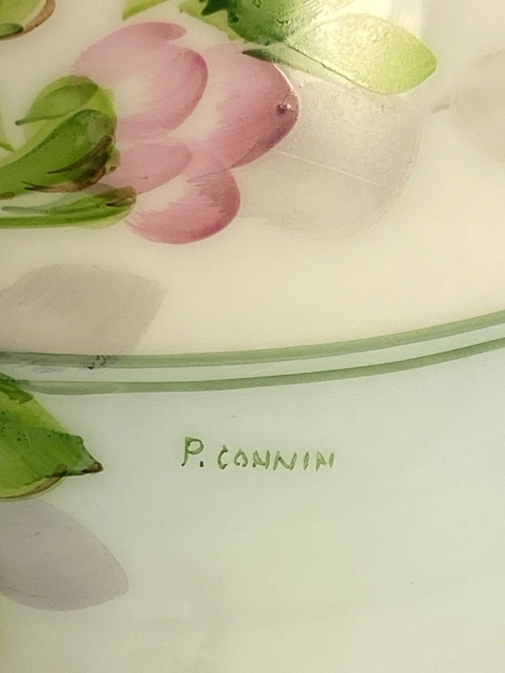 Consolidated Milk Glass DeLuxe Inc. Vase Hand Painted By P. Connin | eBay