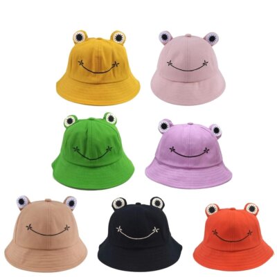 Frog Hat Floppy Hat Female Sunhat Drawstring Adjustable Kid's Bucket ...