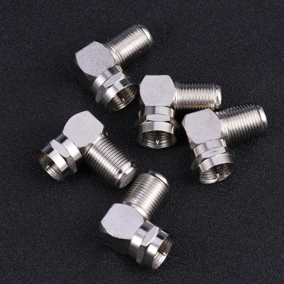 5 Pc Right Angle Connector Coax Cable Coaxial Male Female Adapter ...