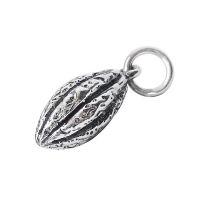 Cacao Pod Cocoa Bean Chocolate Fruit 3D 925 Solid Sterling Silver Charm ...