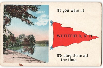 Postcard If you were at, Whitefield, N.H., Red Flag VTG ME8. | eBay