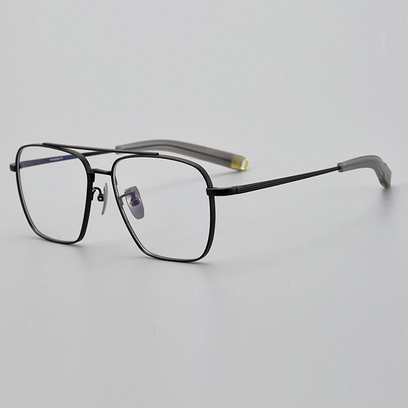 Pure Titanium Square Eyeglasses Frames Retro Big Lens Size Full Rim ...