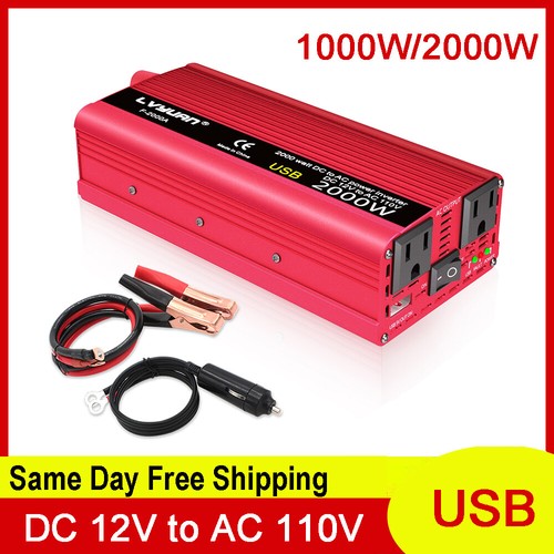 1000W 2000W Car DC 12V to AC 110V 120V Power Inverter Converter with ...
