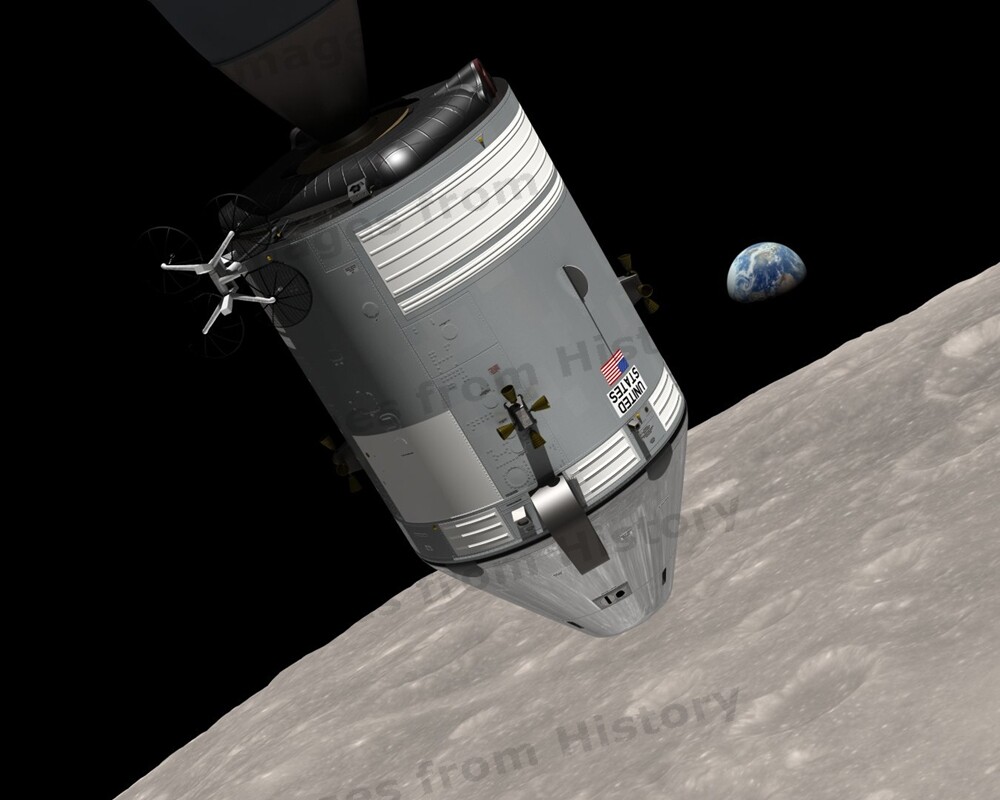 8x10 Print Apollo 8 NASA Space Art Spacecraft Around Moon with Earth ...