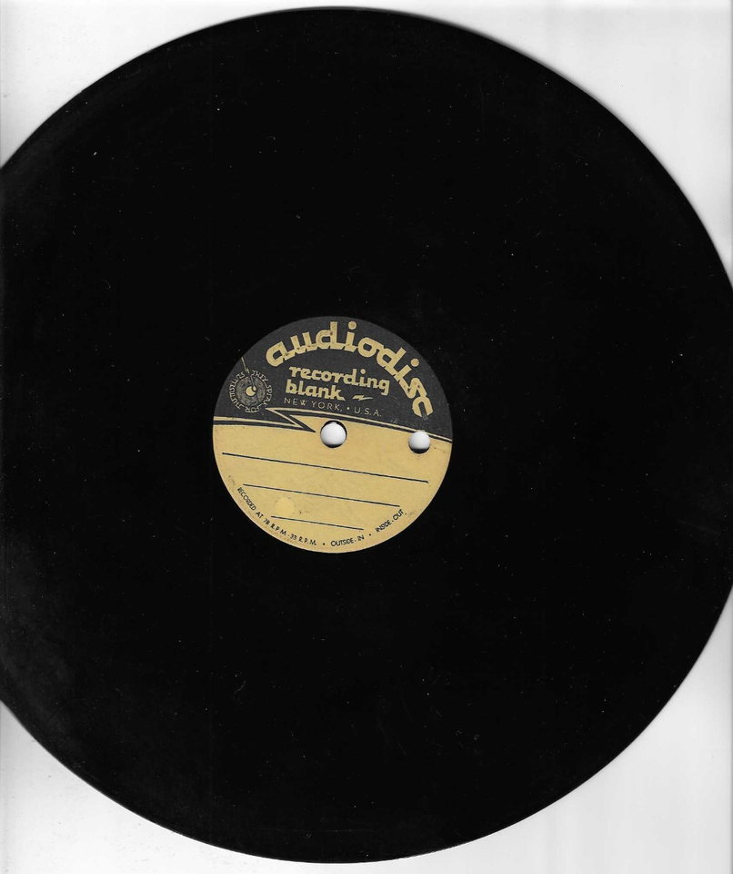 AUDIODISC RECORDING BLANK - WHO IS IT ? - ONE OF A KIND 1940s RARE 10 ...