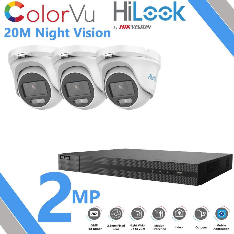 HIKVISION COLORVU CCTV SYSTEM HILOOK 1080P FULL HD NIGHT & DAY COLOR ...