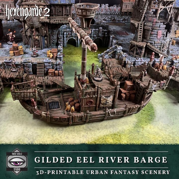 Hexengarde 2 Gilded Eel Miniature Barge Ship Boat Warhammer Mordheim ...