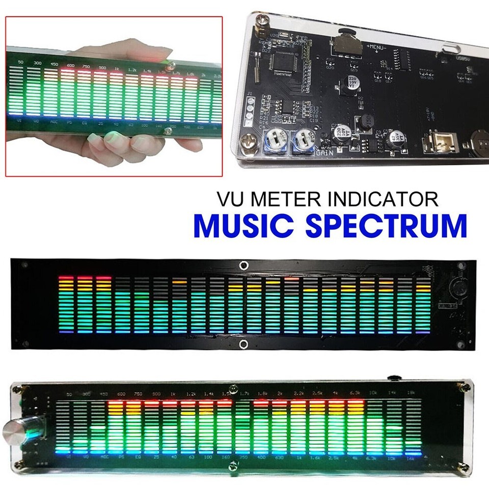 Colorful 20 Stage EQ VU Meter Audio Level LED Display USB Ultra Thin ...