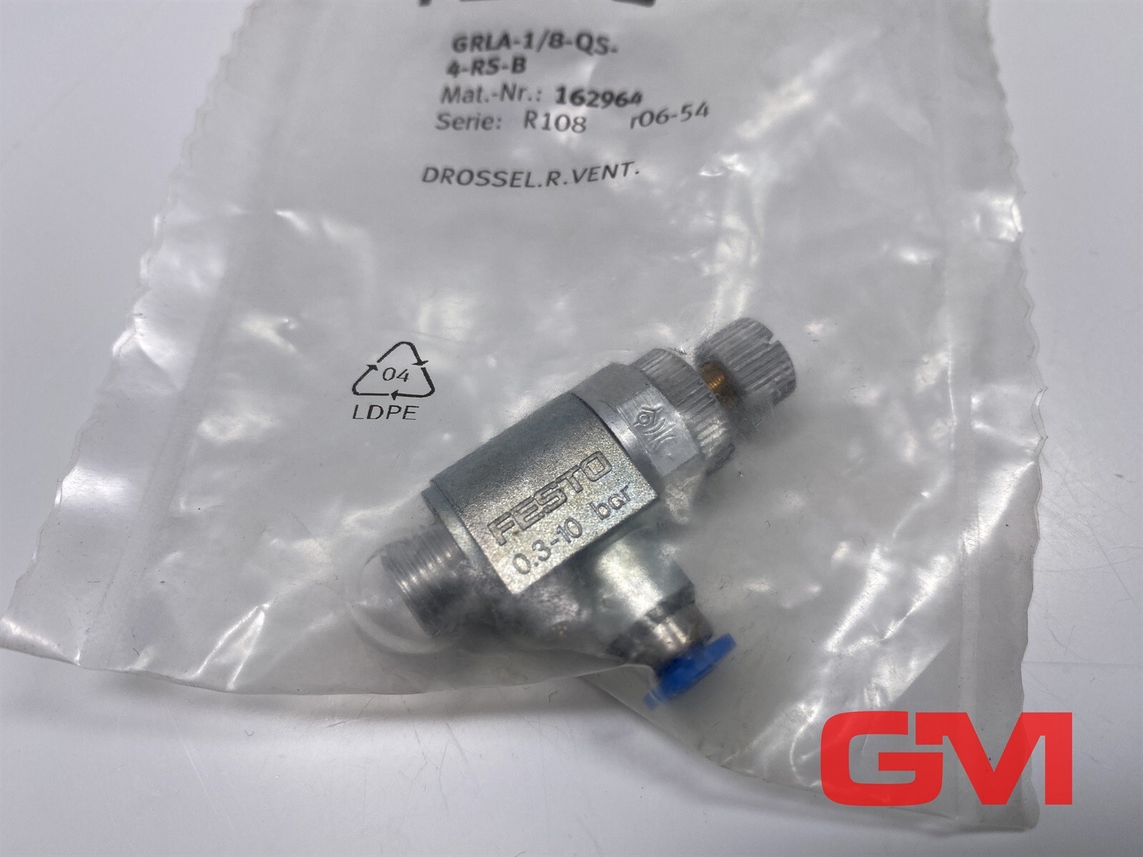 Festo Drossel-Rückschlagventil GRLA-1/8-QS-4-RS-B One-way valve 162964 ...