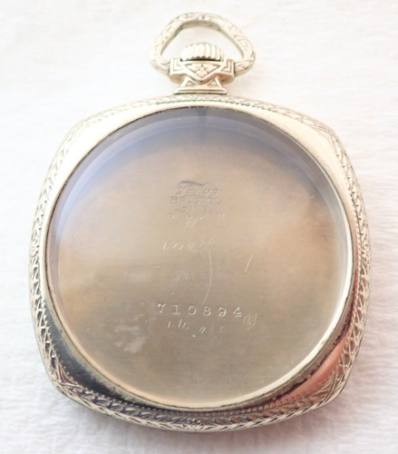 ANTIQUE 12s OPEN FACE ENGRAVED 14k WHITE GOLD FILLED POCKET WATCH CASE ...