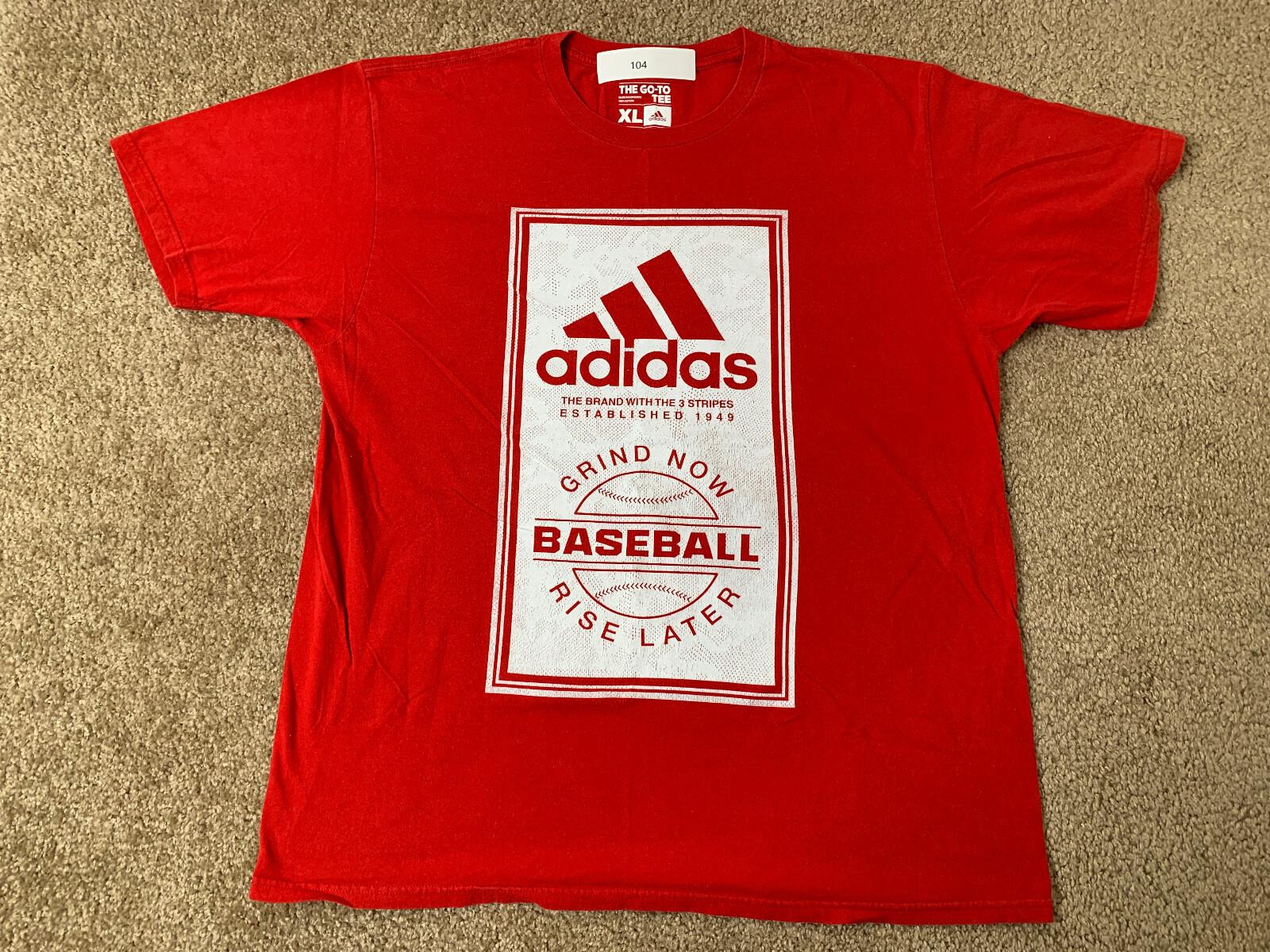 Adidas Mens Shirt Extra Large Red Crewneck The Go Tee Trefoil Lgo ...