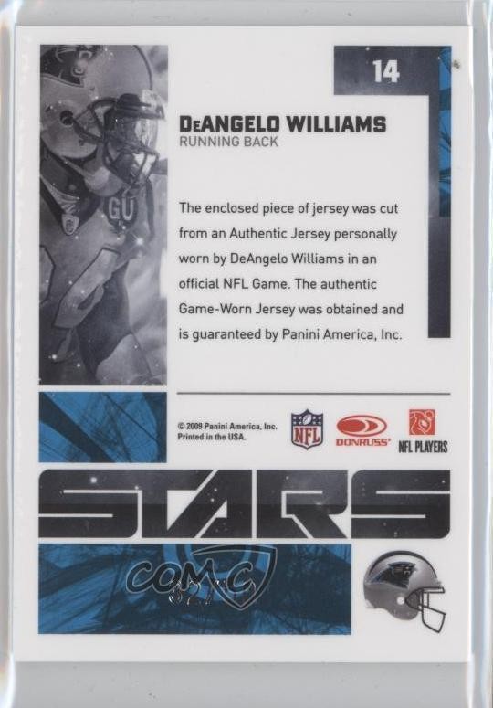 2009 Donruss Elite Stars Black Jerseys Prime /50 DeAngelo Williams #14 ...
