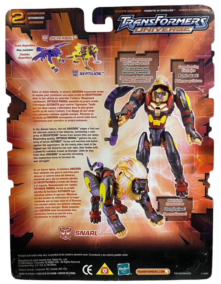 Transformers Universe Snarl Deluxe Class Vintage 2003 Action Figure NEW ...