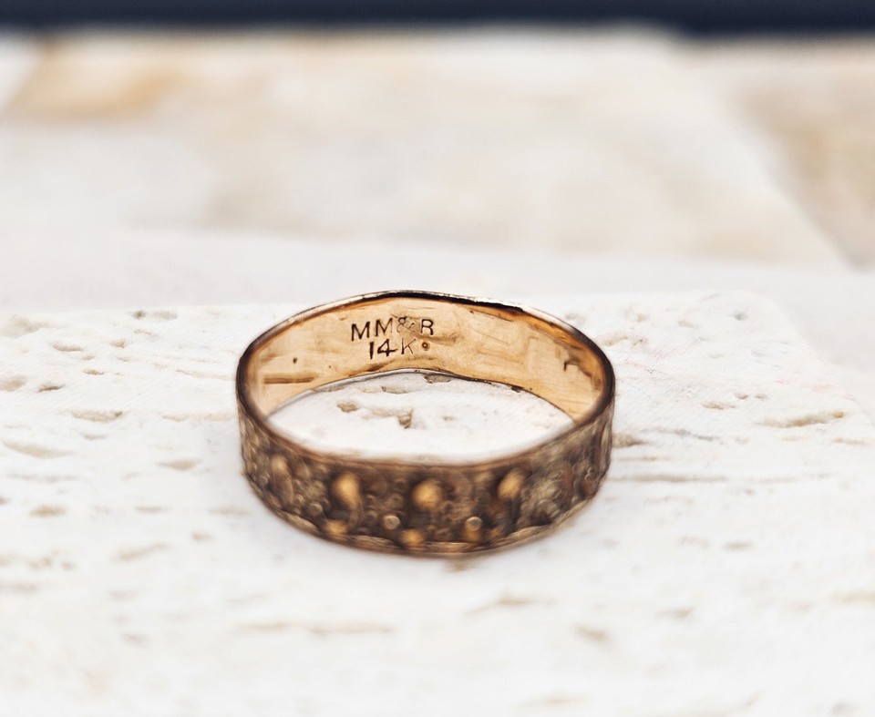 Vintage Art Deco 14K Gold Ring -Signed – Vintage Gold Wedding Ring Band ...
