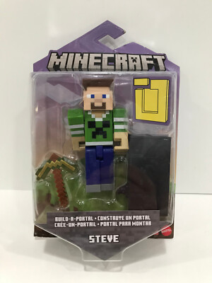 2022 Minecraft Build-a-Portal Action Figure: STEVE (Creeper Shirt, Gold ...
