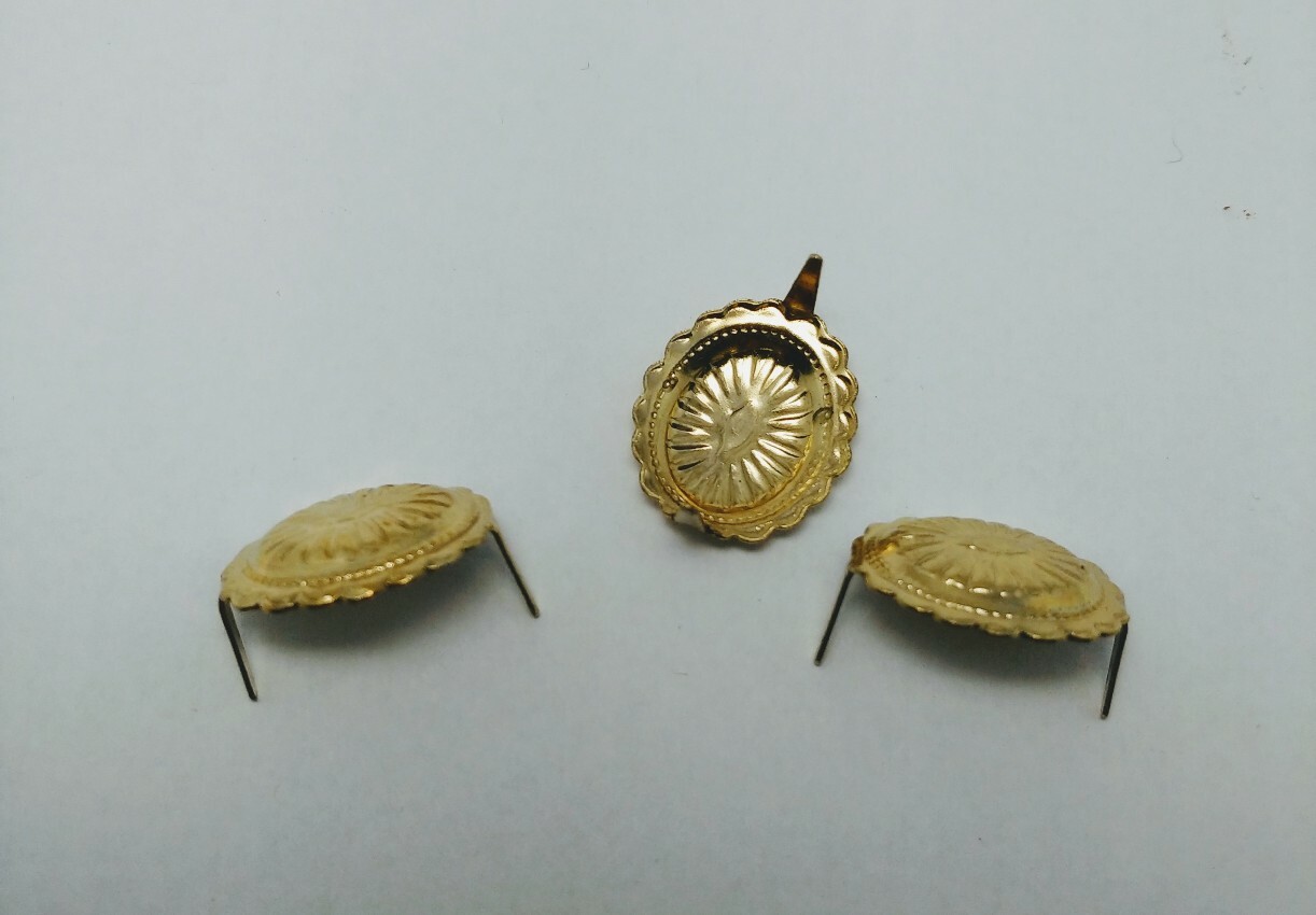 20 pc. Mini Conchos Nailhead Studs19x16mm oval brass color | eBay