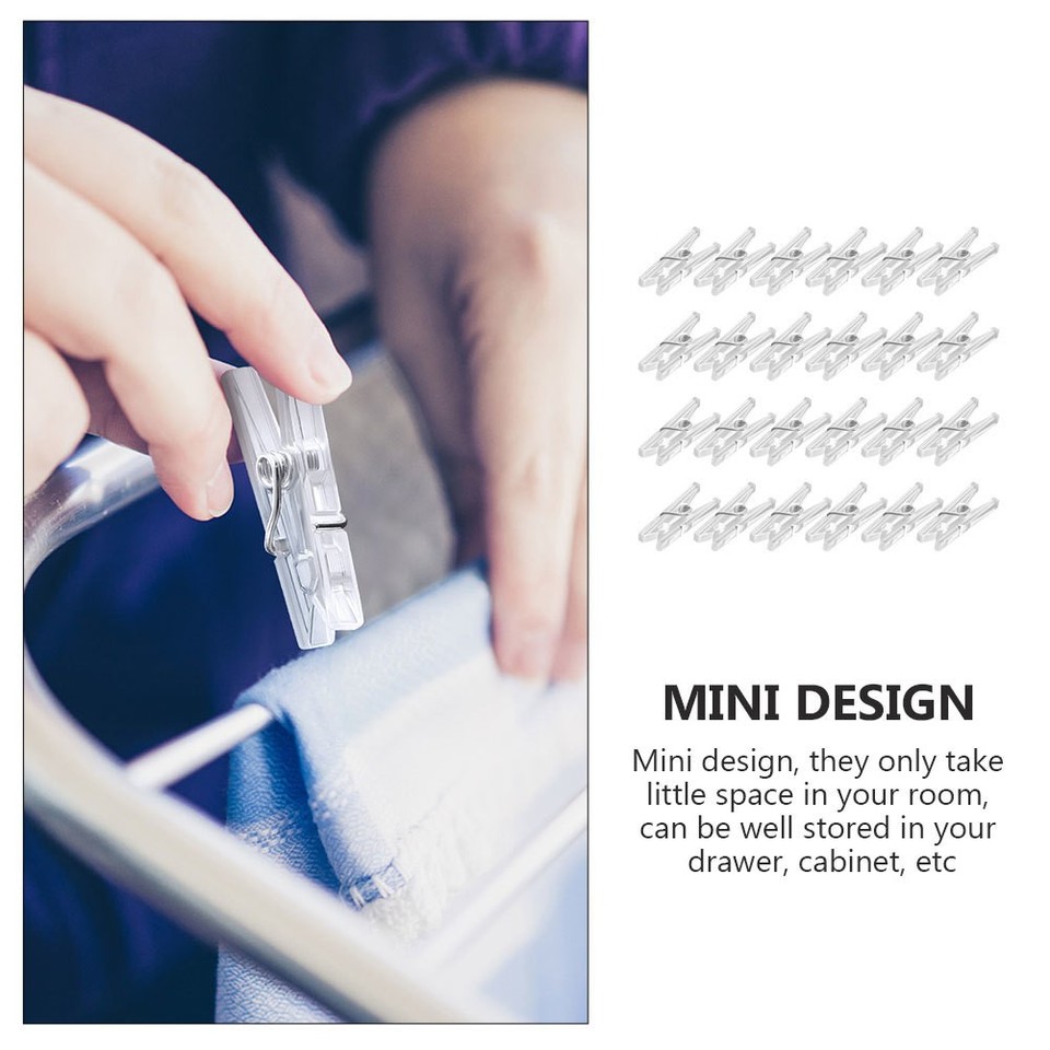 100 Pcs Plastic Mini Clothespins Clips for Clothes Line Photo Display ...