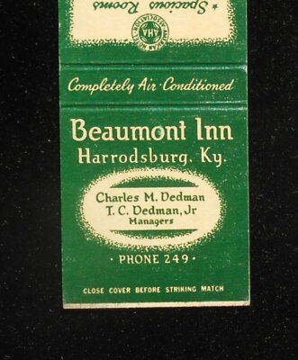 1950s Beaumont Inn Charles M. Dedman Phone 249 Harrodsburg KY Mercer Co ...