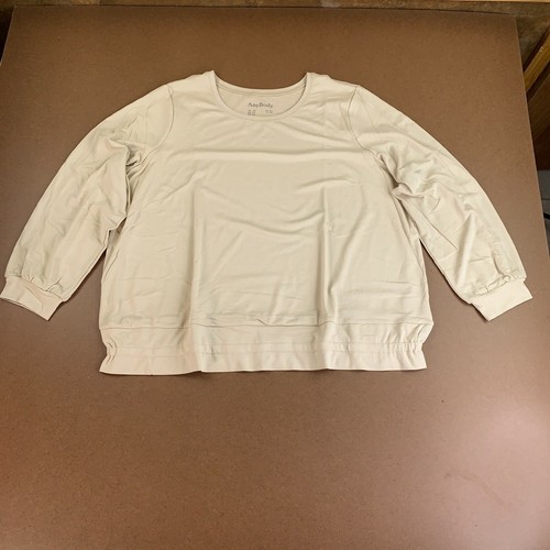 QVC AnyBody Women's Plus Size 2C Beige Cement Textured Knit Long Sleeve ...