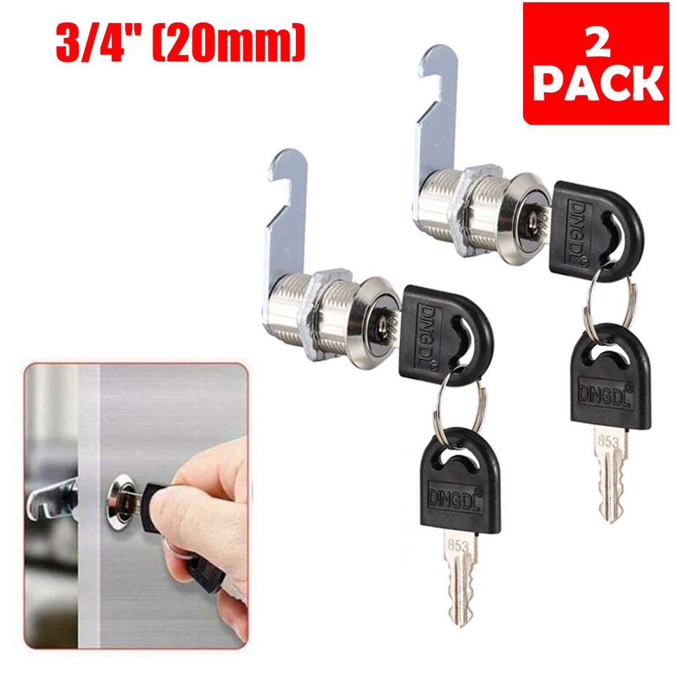 2 Pack Cabinet Cam Lock Tool Box Lock Chest Key Storage Truck Safe ...