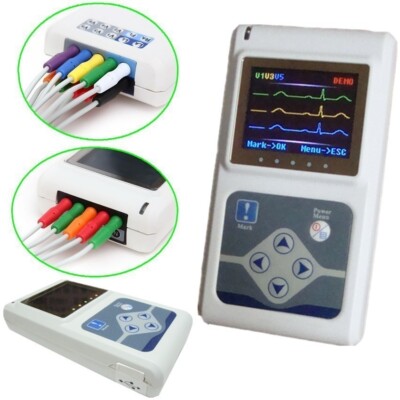 Ambulatory 3-Channel Holter Monitor, 24/48/72hr EKG Recorder with PC ...