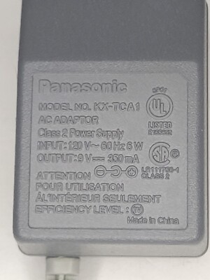 PANASONIC POWER SUPPLY AC CLASS 2 ADAPTER KX-TCA1 9VDC 350mA 120V AC ...