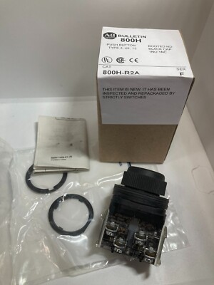 ALLEN BRADLEY 800H-R2A PUSHBUTTON BOOTED BLACK 1NO/1NC SERIES F NIB | eBay