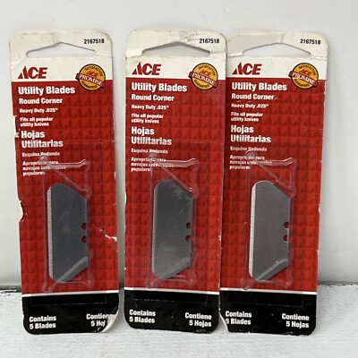 ACE Utility Knife Blades Round Corner Heavy Duty .025" 15 Replacement ...