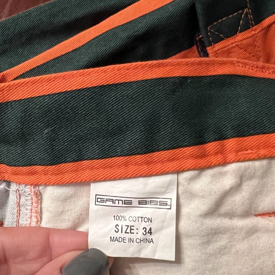 Game Bibs Miami Hurricanes Football Fan Orange Green Striped Shorts Men ...