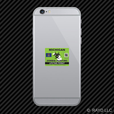 Zombie Michigan State Hunting Permit Cell Phone Sticker Mobile MI | eBay