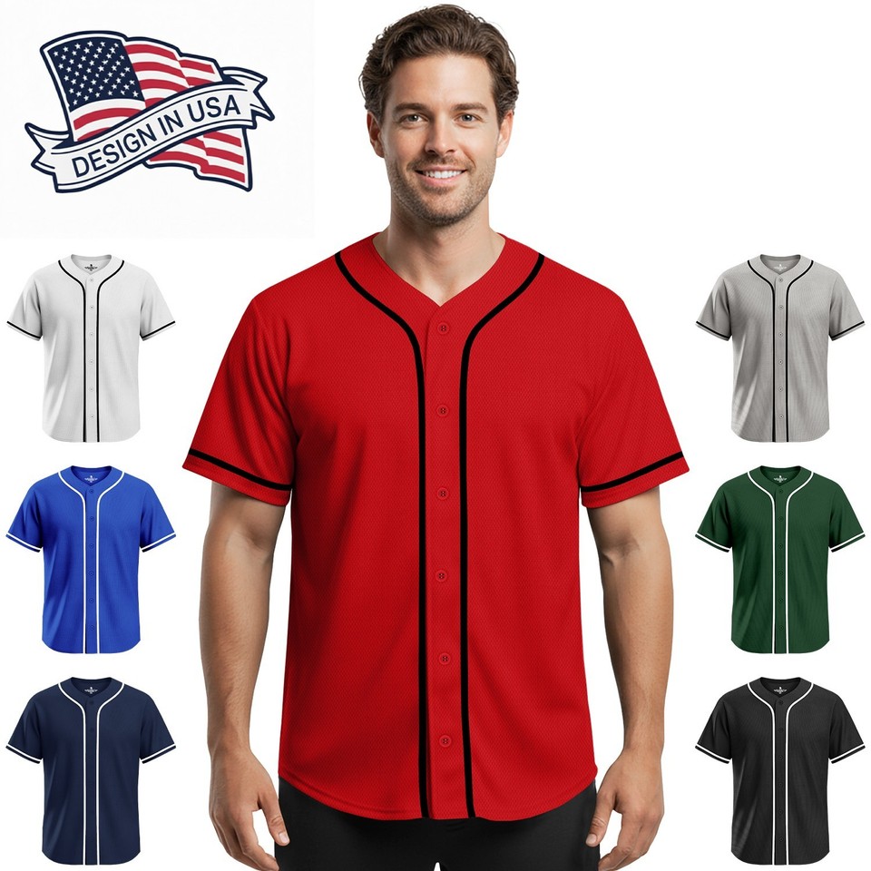 Exxact Sports Full Button Plain Baseball Jersey for Men & Women, Sports ...