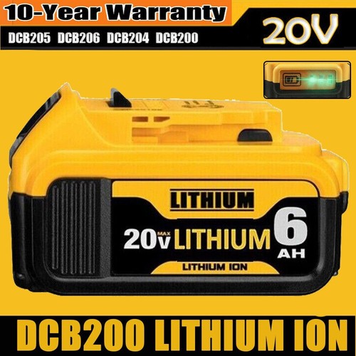 20V 6.0Ah For DEWALT DCB207 Lithium-Ion Compact Battery DCB201 ...