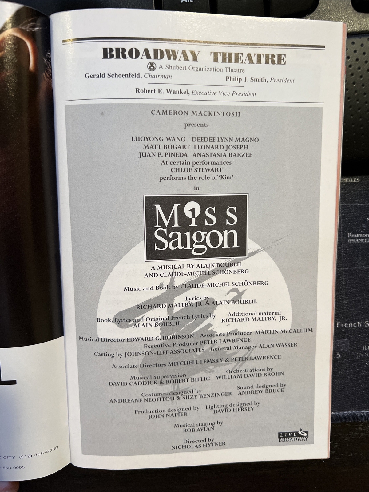 Miss Saigon - Broadway Playbill - November 1997 - Luoyong Wang, Deedee ...