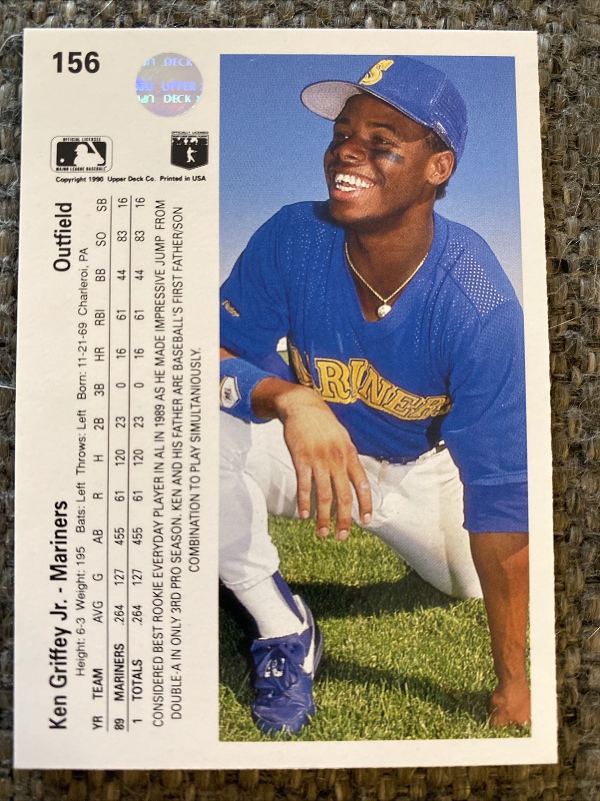 1990 Upper Deck KEN GRIFFEY JR Seattle "Spelling Error" Baseball Error ...