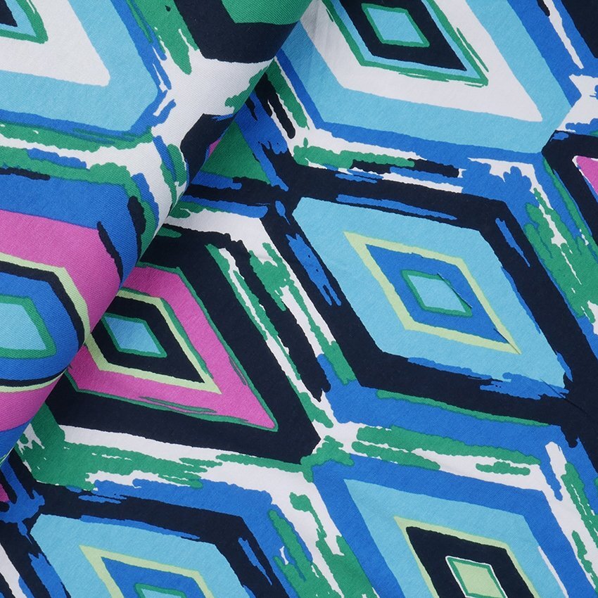 Viskosejersey Rauten | Tricot Stoff | Meterware | Öko-Tex | 0,5m | blau ...