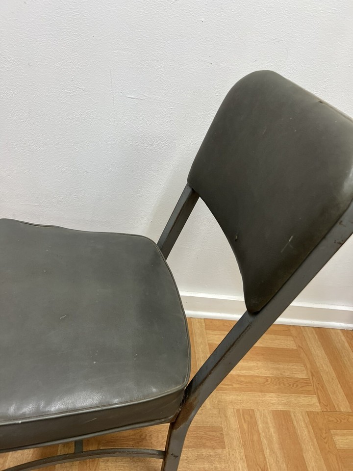 Vintage INDUSTRIAL OFFICE CHAIR desk tanker mid century modern steel ...
