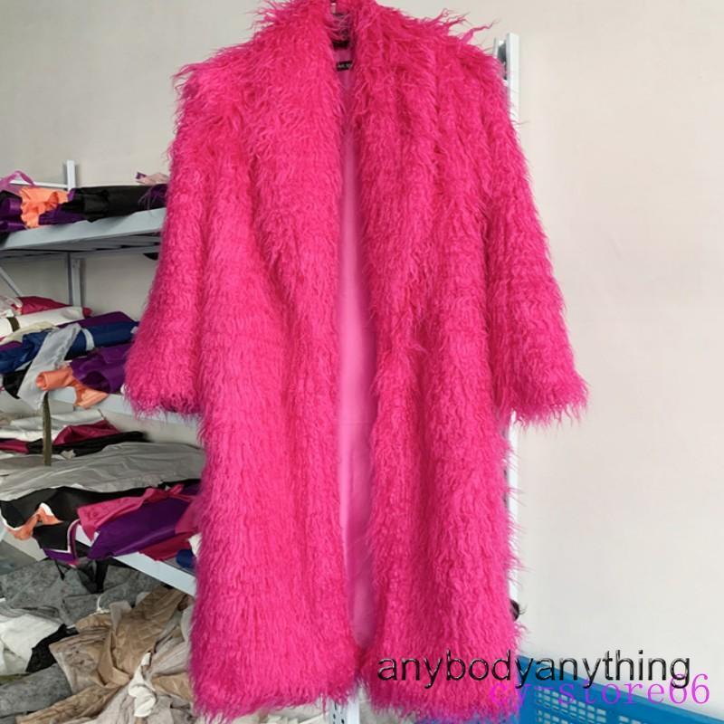 Women's Stage Coats Full Length Long Party Sleeve Faux Wool Fur Classic ...